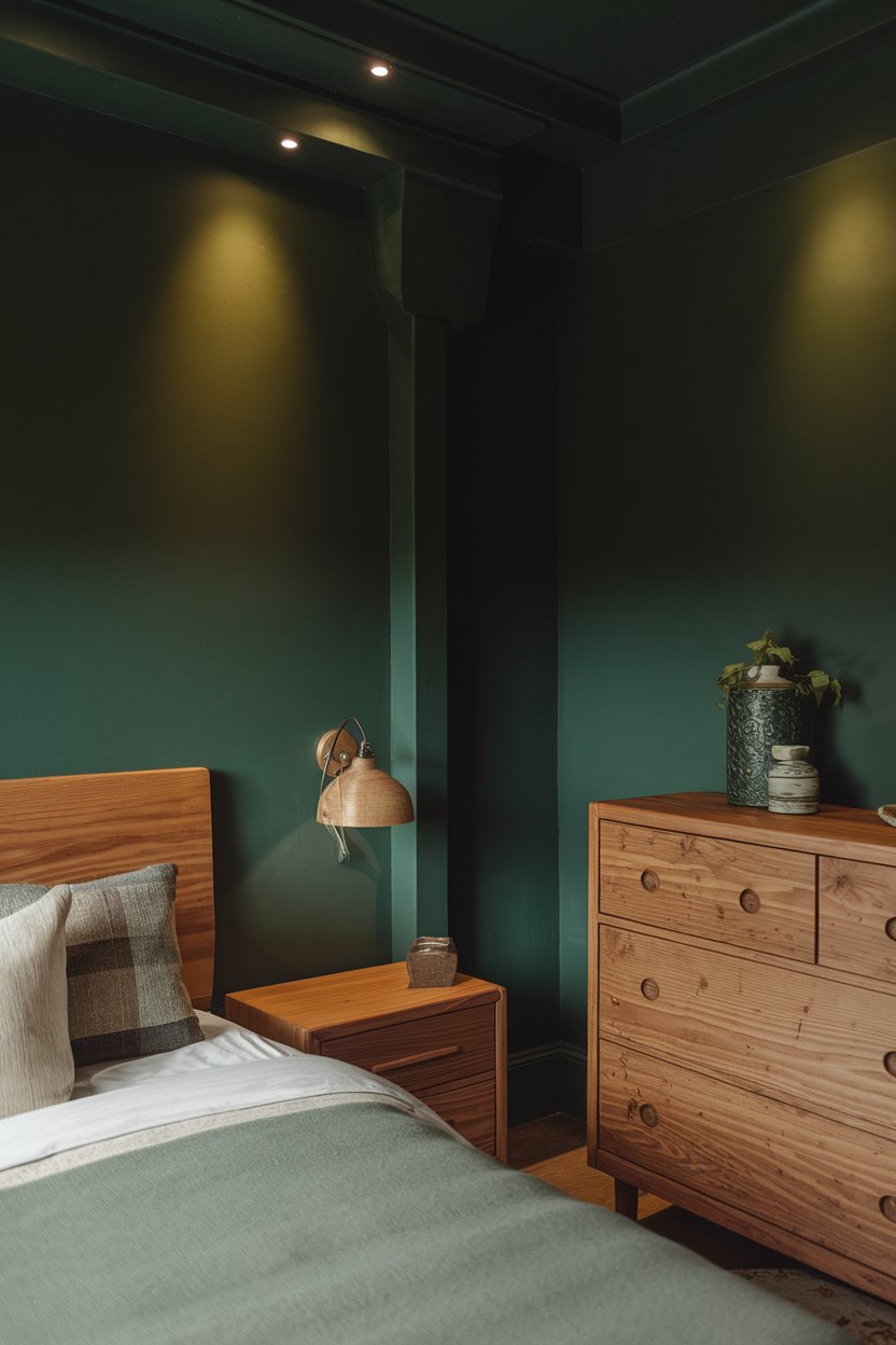 Deep Green Walls Bedroom