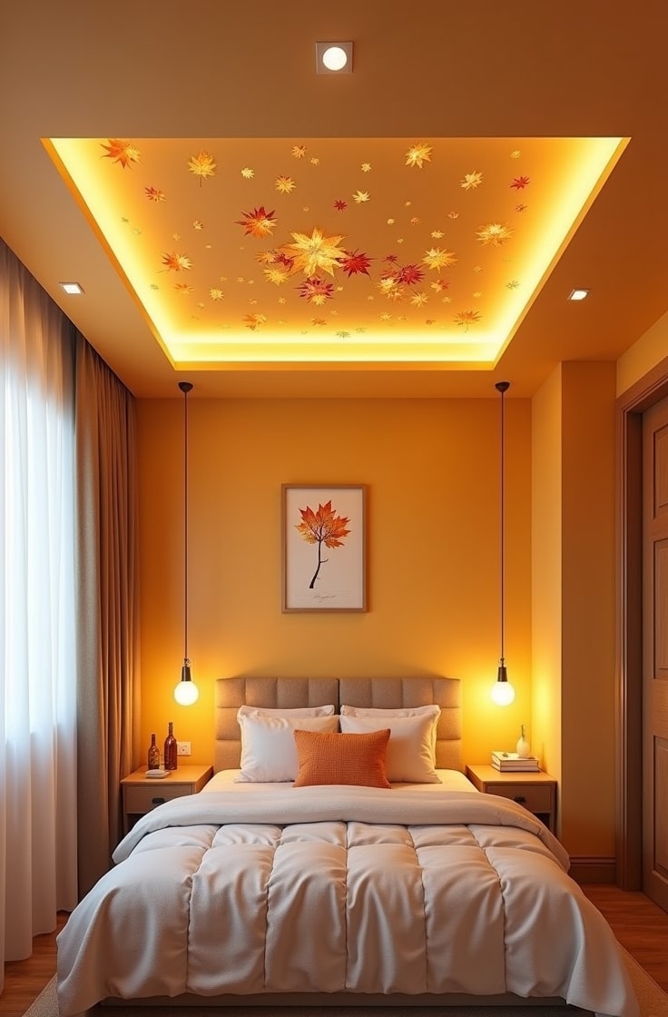 15 Fall-Inspired False Ceiling Designs to Transform Bedrooms